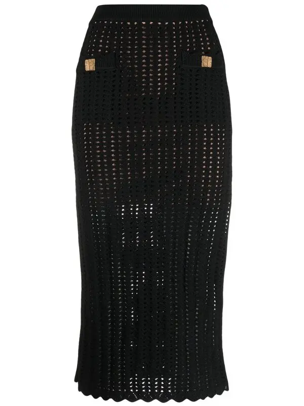SELF-PORTRAIT High-waist Crochet-knit Skirt