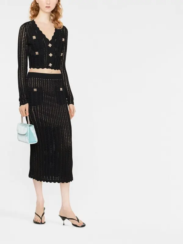 SELF-PORTRAIT High-waist Crochet-knit Skirt