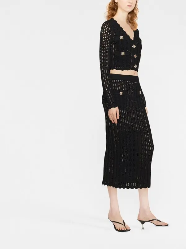 SELF-PORTRAIT High-waist Crochet-knit Skirt