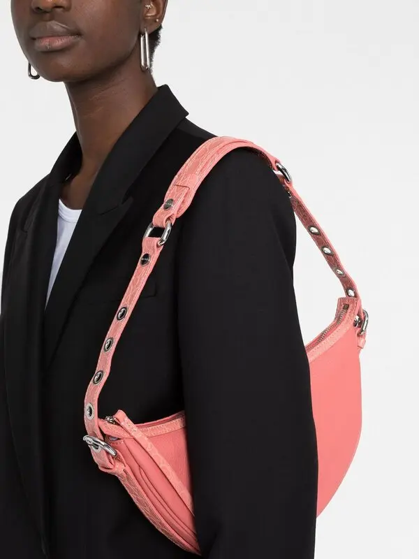 By Far Gib Crocodile-embossed Shoulder Bag - Pink