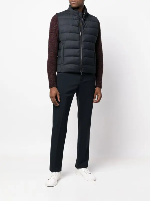 MOORER Zipped Padded Gilet - Blue