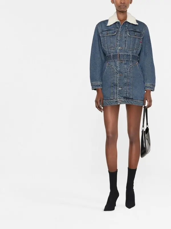 DIESEL® Belted Denim Long-sleeve Dress