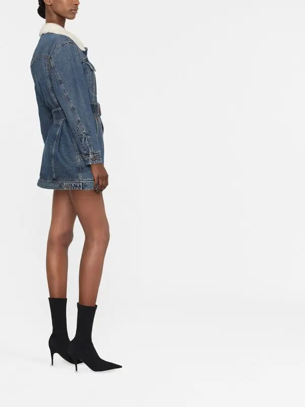 DIESEL® Belted Denim Long-sleeve Dress