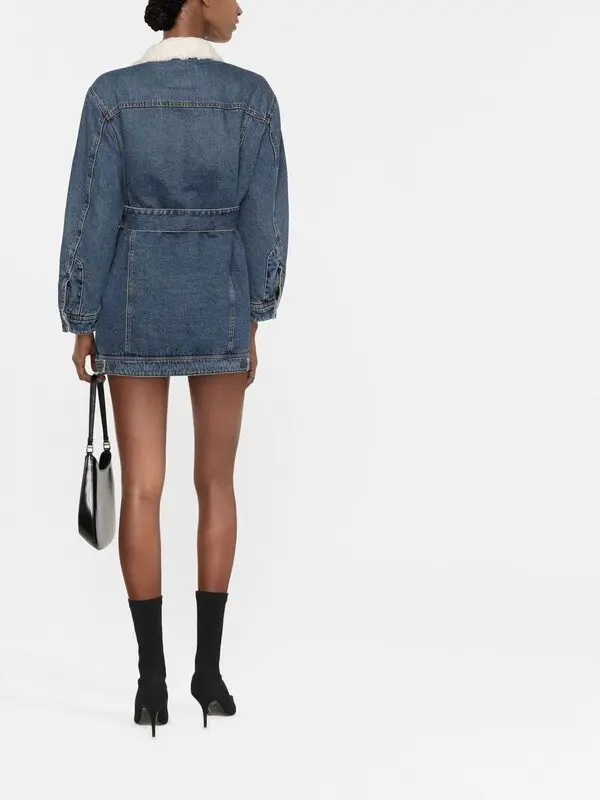 DIESEL® Belted Denim Long-sleeve Dress
