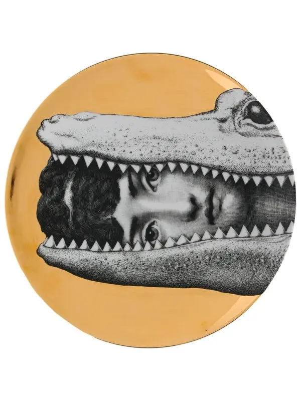 FORNASETTI Crocodile Portrait Plate - Black