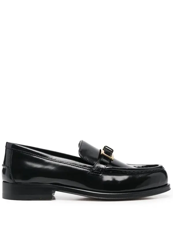 SERGIO ROSSI Buckled Leather Loafers - Black