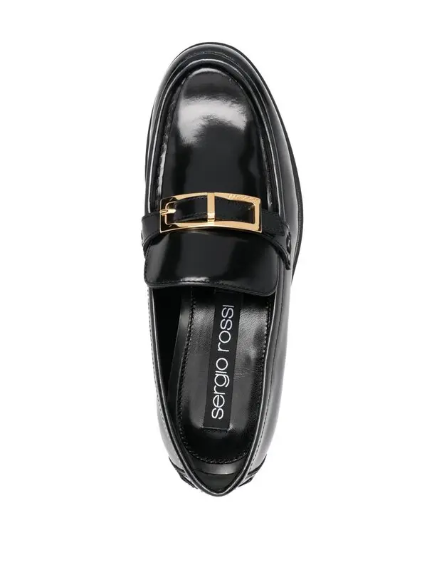 SERGIO ROSSI Buckled Leather Loafers - Black