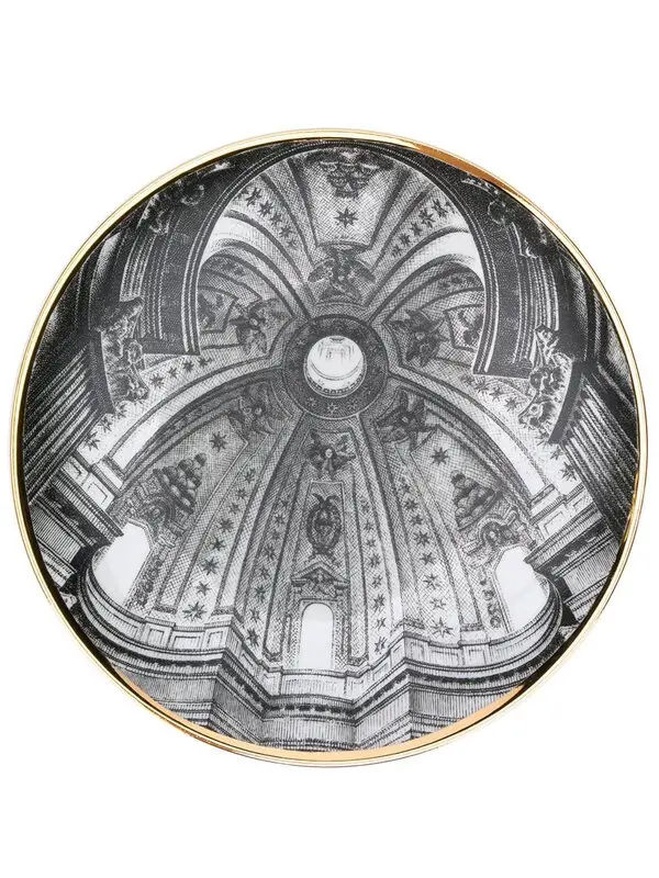FORNASETTI Cupola Sant'ivo Alla Sapienza-print Wall Plate - Black