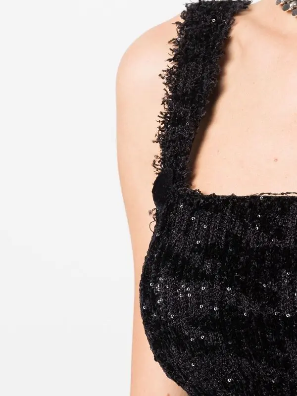 Balmain Sequin Knitted Crop Top