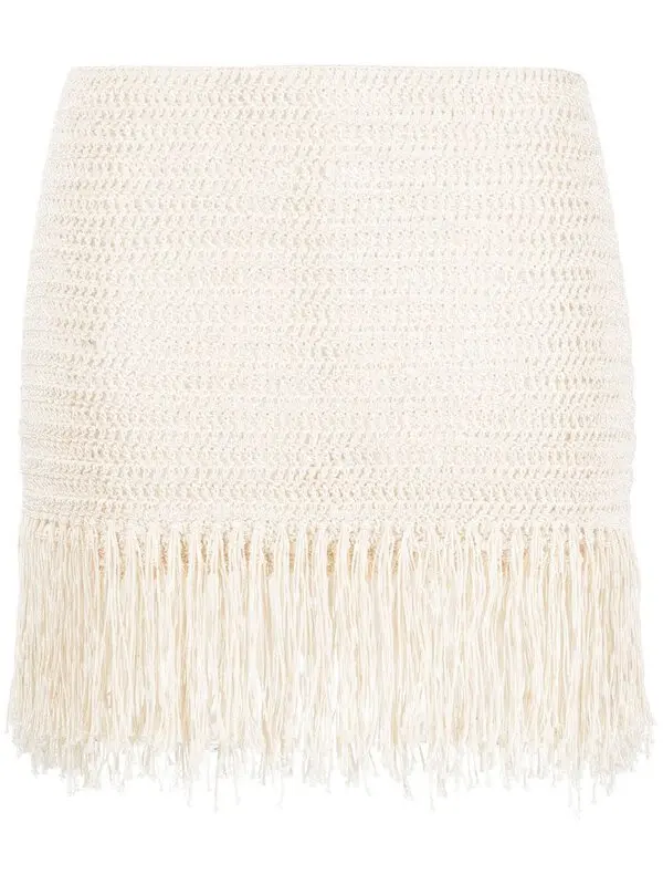 Magda Butrym Fringe-detail Mini Skirt - Neutrals