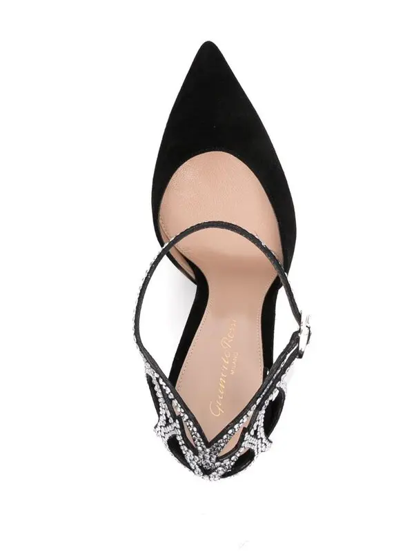 GIANVITO ROSSI Crystal Fleur 105mm Suede Pumps