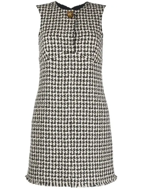 LANVIN Houndstooth Wool Shift Dress