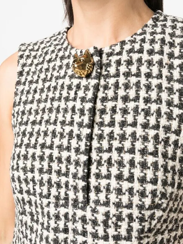 LANVIN Houndstooth Wool Shift Dress