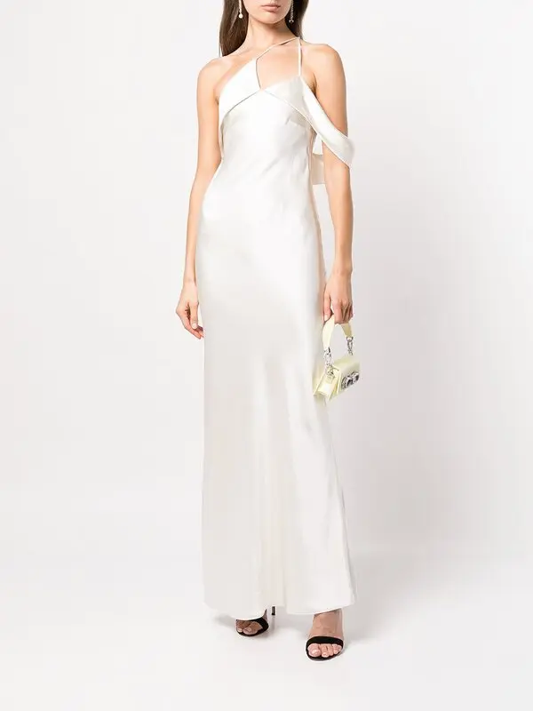 Michelle Mason Bias-cut One-shoulder Gown - White