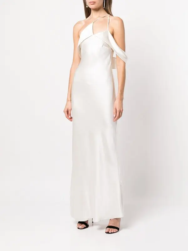 Michelle Mason Bias-cut One-shoulder Gown - White