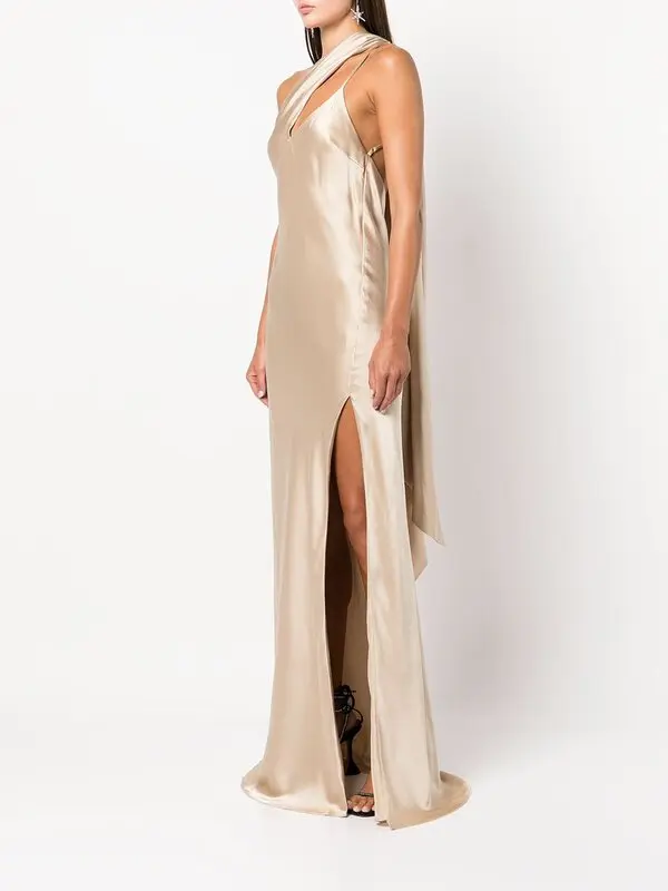 Michelle Mason Side-slit One-shoulder Gown