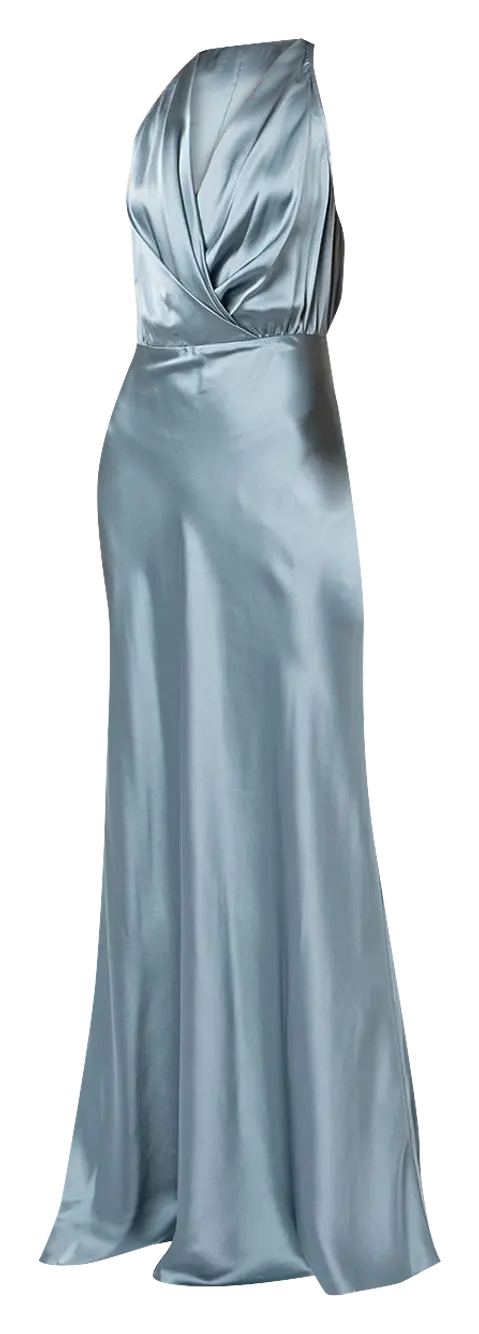 Michelle Mason Draped Halterneck Gown - Blue