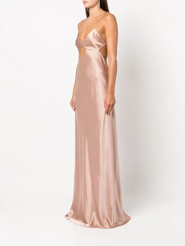 open lace back dress Strappy wrap gown with cowl