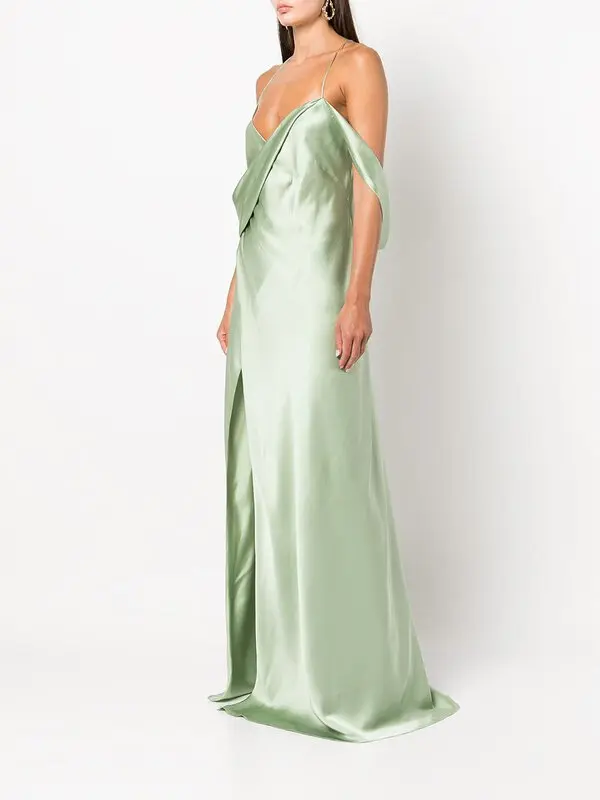 Michelle Mason Cowl-neck Gown - Green