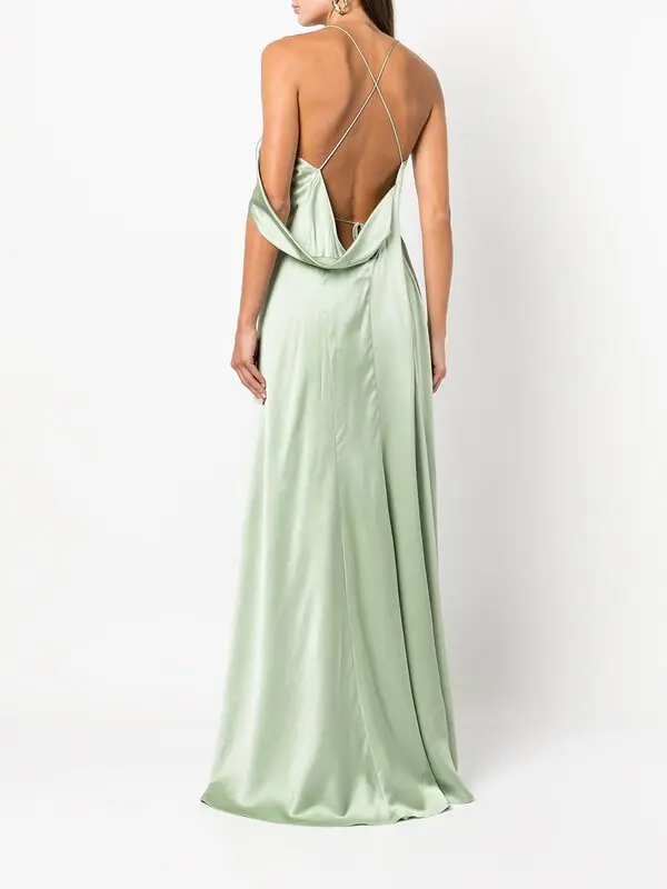 Michelle Mason Cowl-neck Gown - Green
