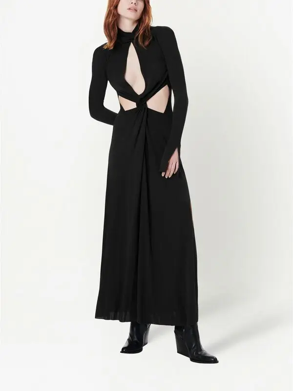 Victoria Beckham Mock Neck Twist Front Maxi Dress