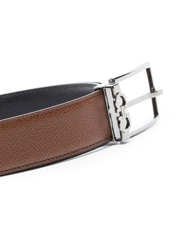 FERRAGAMO Gancini Leather Belt - Brown