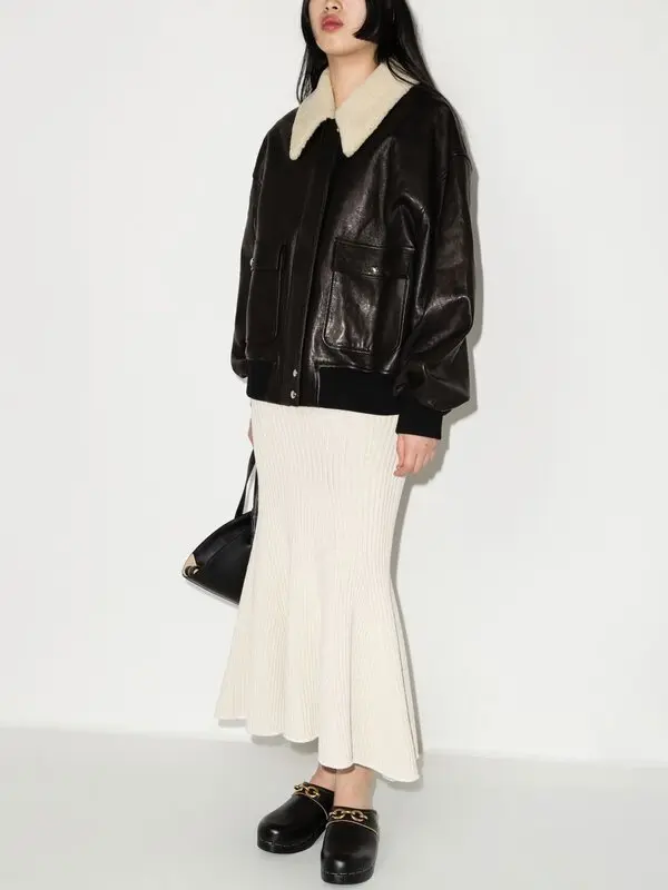 Khaite Shearling-trim Leather Jacket - Black