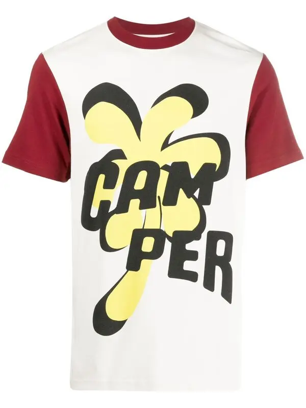 Camper Logo-print Colour-block T-shirt - White