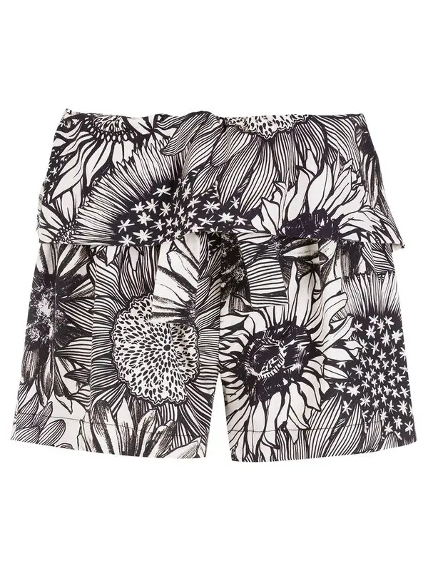 OSKLEN Sunflower-print Ruffled Shorts
