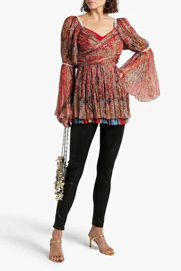 Etro Wrap-effect Printed Silk-crepon Blouse