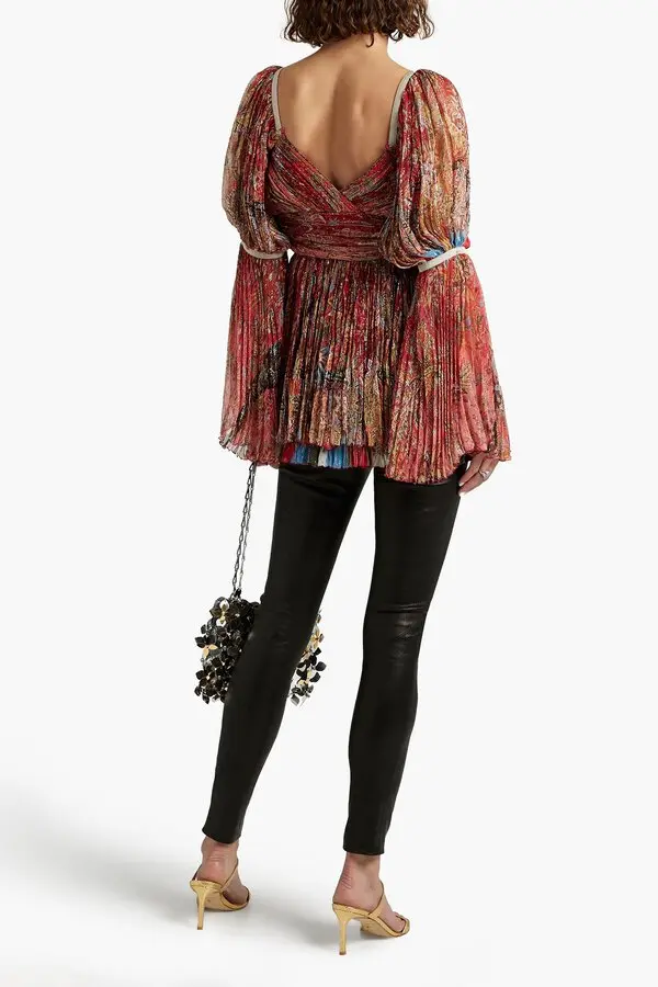 Etro Wrap-effect Printed Silk-crepon Blouse