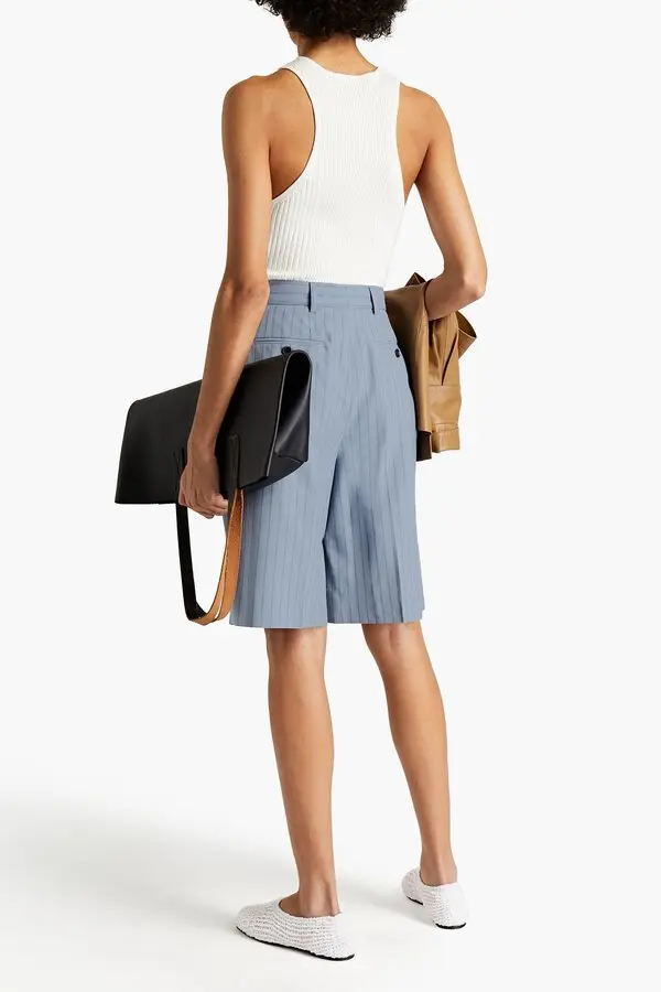 Acne Studios Pleated Pinstriped Wool Shorts