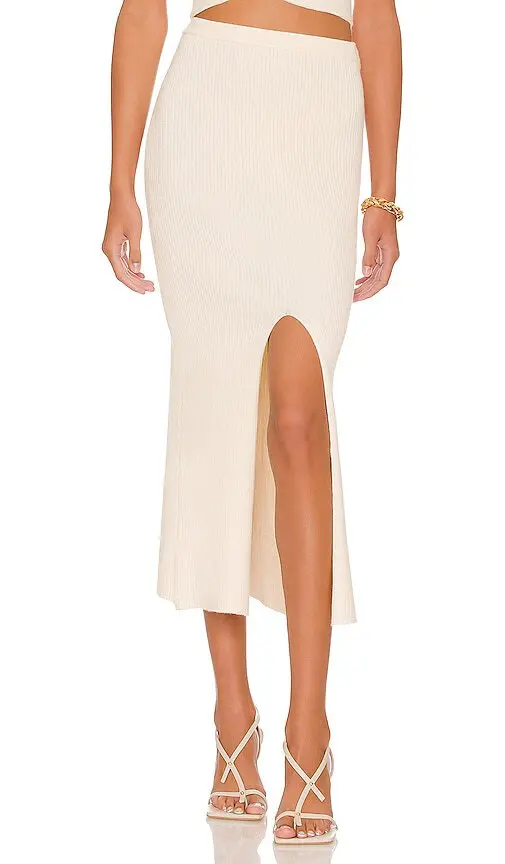 CAMILA COELHO Macadamia Rib Knit Skirt - Ivory