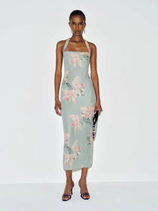 REFORMATION Alli Silk Midi Dress - Multi