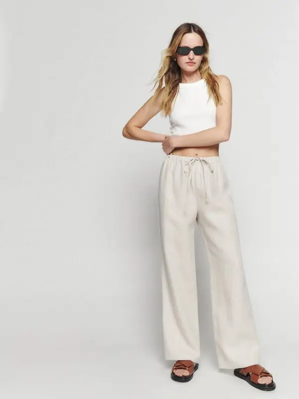 REFORMATION Linen Short Pant - Natural