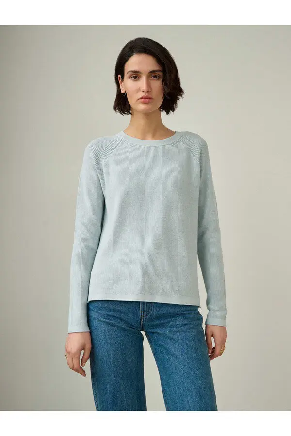 WHITE & WARREN Cotton Silk Ribbed Crewneck