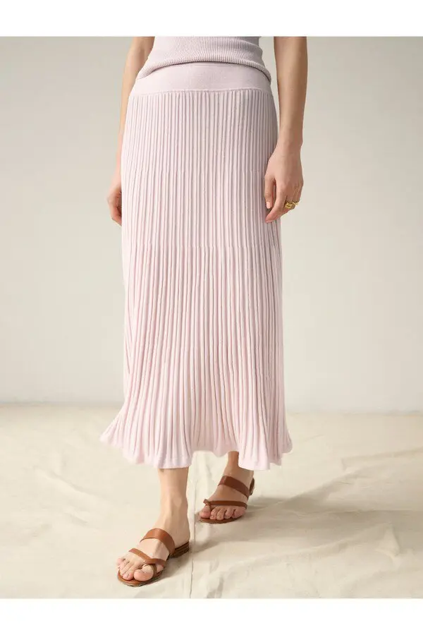 WHITE & WARREN Cotton Silk Ribbed Skirt