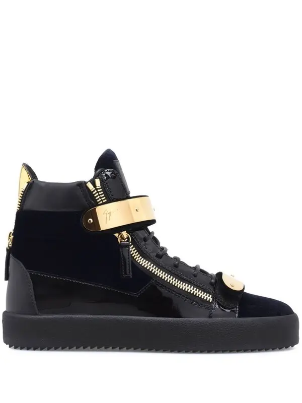 GIUSEPPE ZANOTTI Coby Velvet Mid-top Sneakers - Black