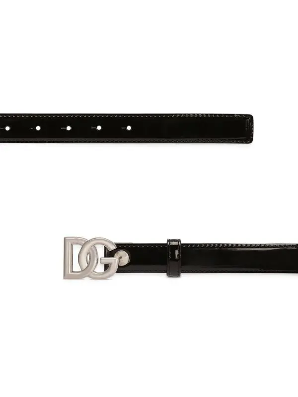 Dolce & Gabbana Leather Belt With Logo Buckle - Black