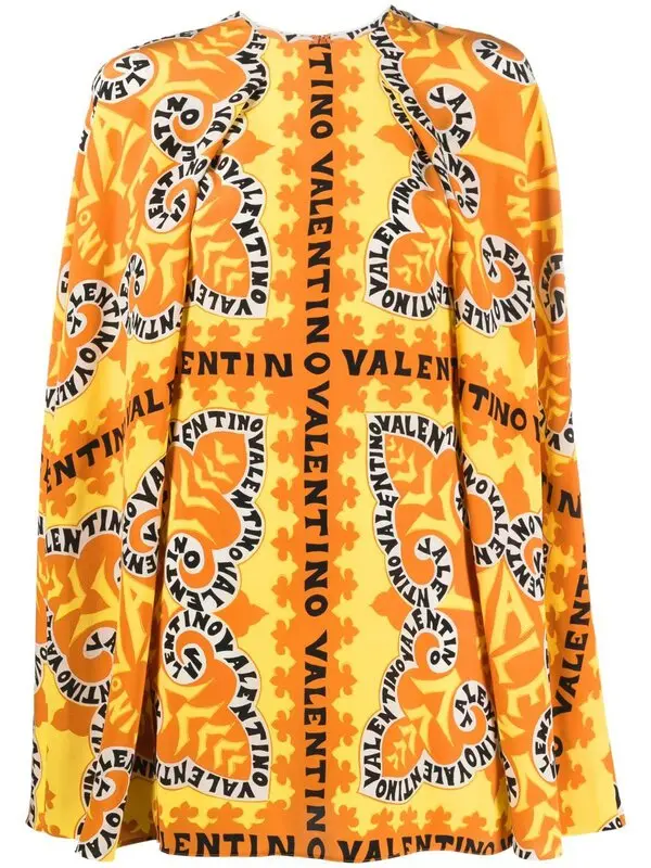 Valentino Garavani Logo-print Silk Mini Dress