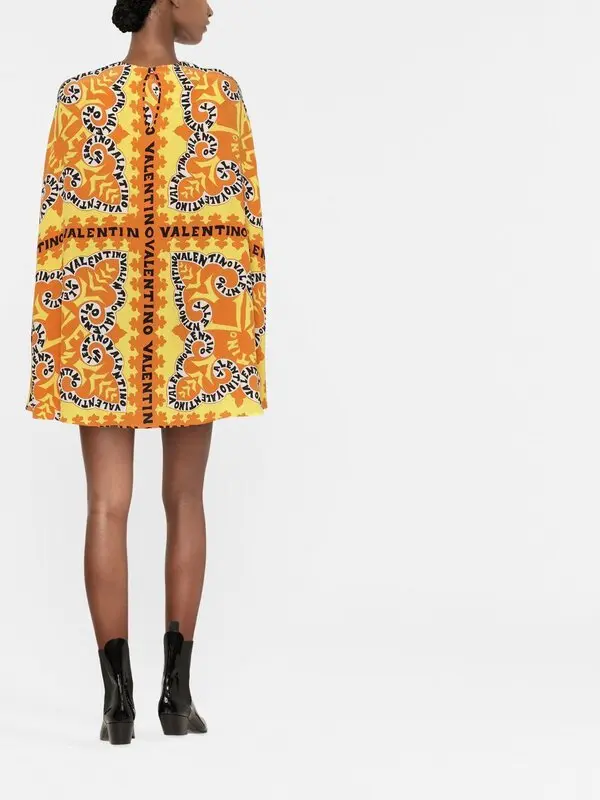 Valentino Garavani Logo-print Silk Mini Dress
