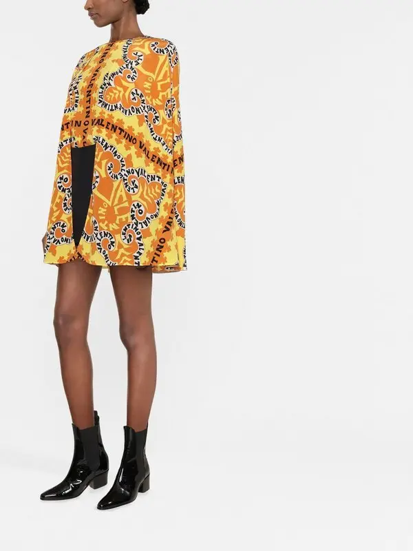 Valentino Garavani Logo-print Silk Mini Dress