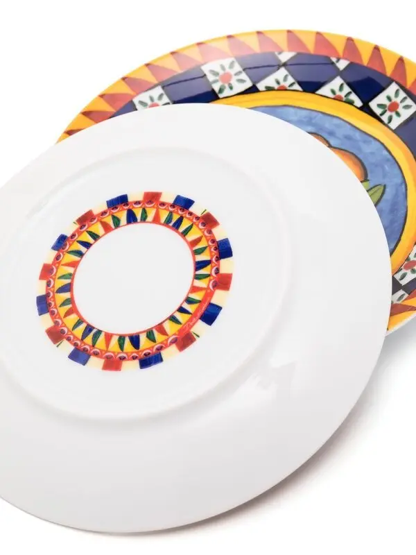 DOLCE & GABBANA CASA Carretto-print Dessert Plates