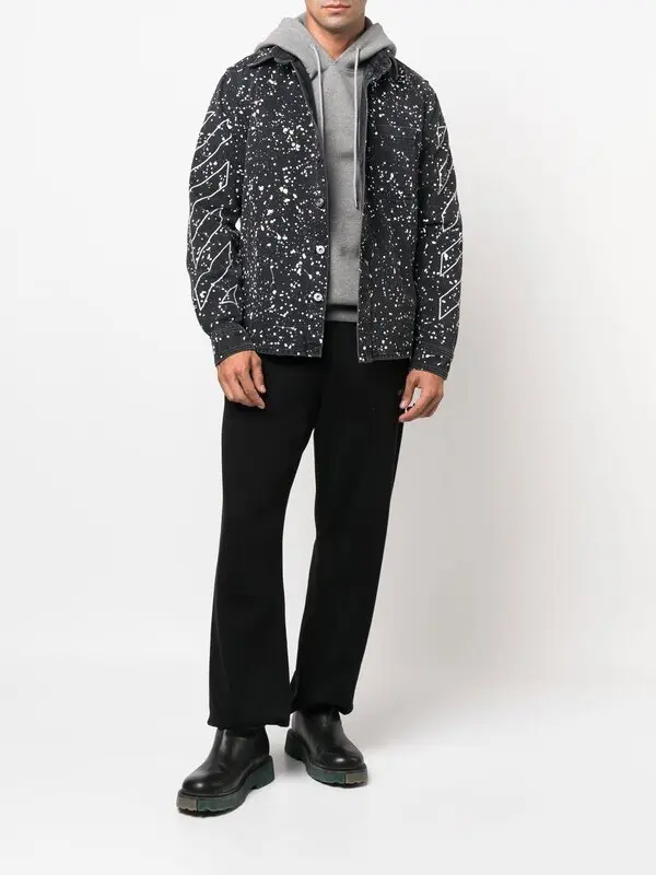Off-White Diag-stripe Paint-splatter Denim Shirt