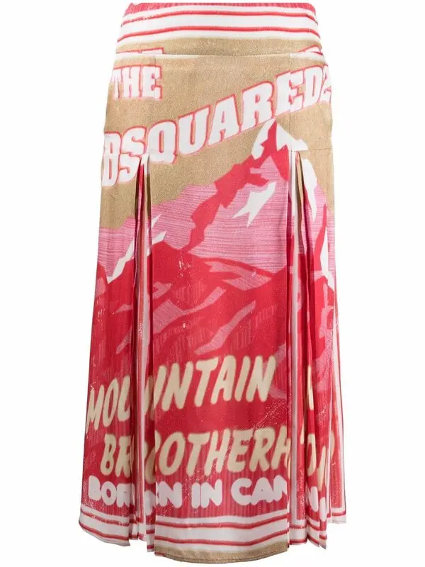 Dsquared2 Logo Box-pleat Skirt - Pink