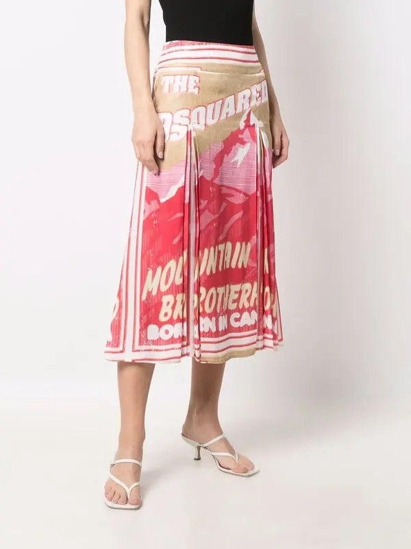 Dsquared2 Logo Box-pleat Skirt