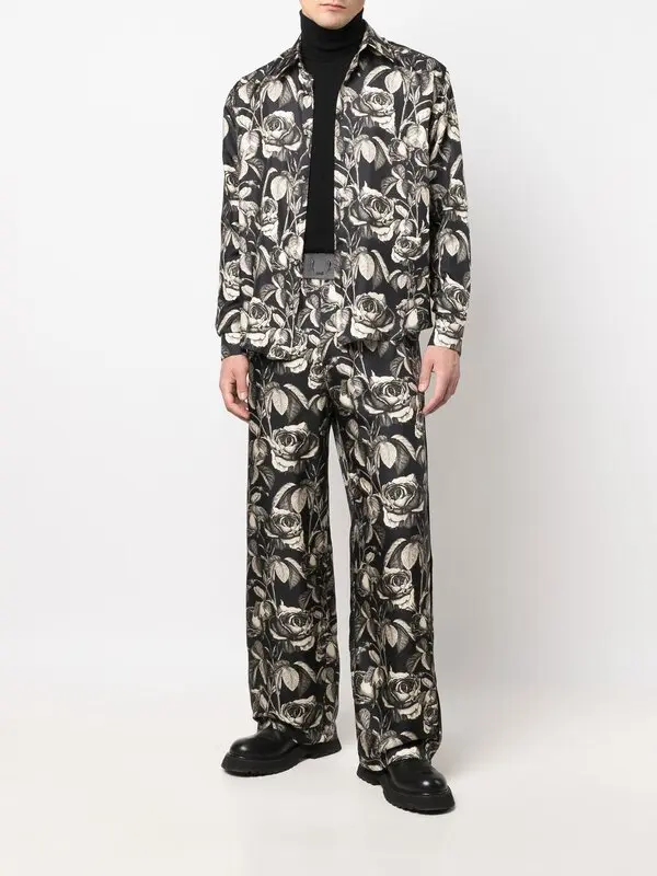 Roberto Cavalli Rose-print Silk Shirt