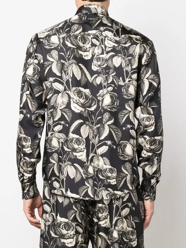 Roberto Cavalli Rose-print Silk Shirt