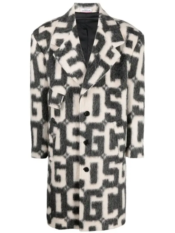 Gcds Monogram-print Single-breasted Coat