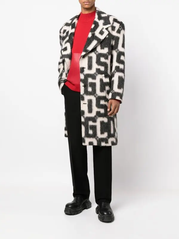 Gcds Monogram-print Single-breasted Coat